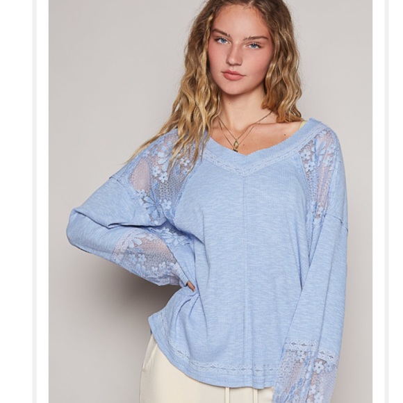 POL | Tops | P888closeout Price Firm Pol Blue Puff Sleeve Long Sleeve ...